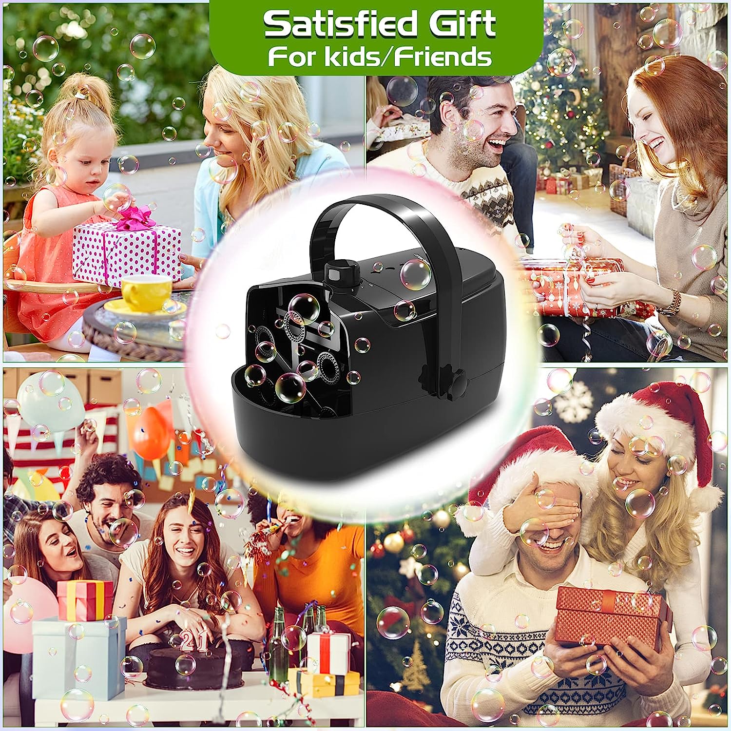 Bubble Machine Durable Automatic Bubble Blower Black-Zerhunt