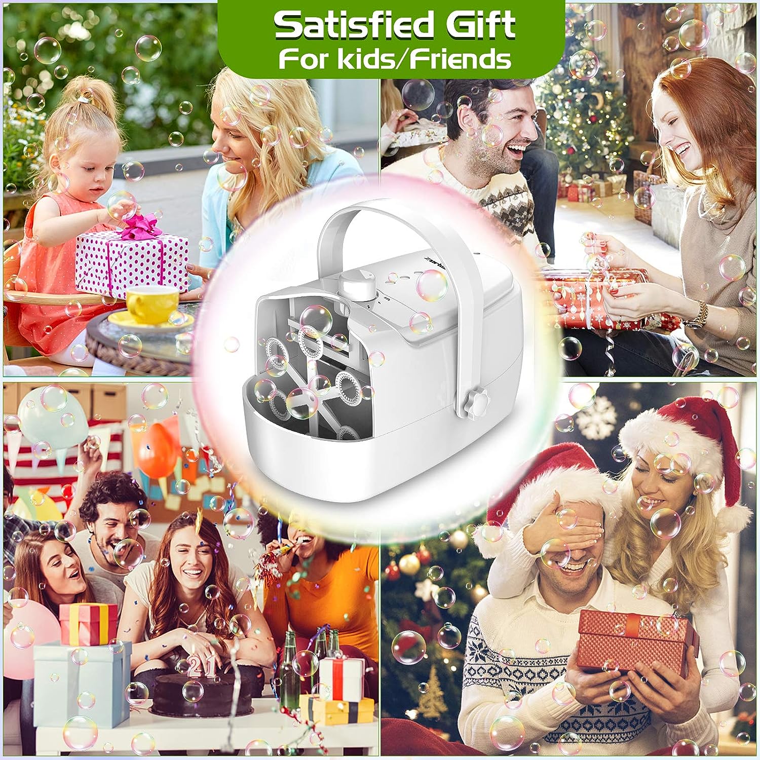 Bubble Machine Durable Automatic Bubble Blower White-Zerhunt