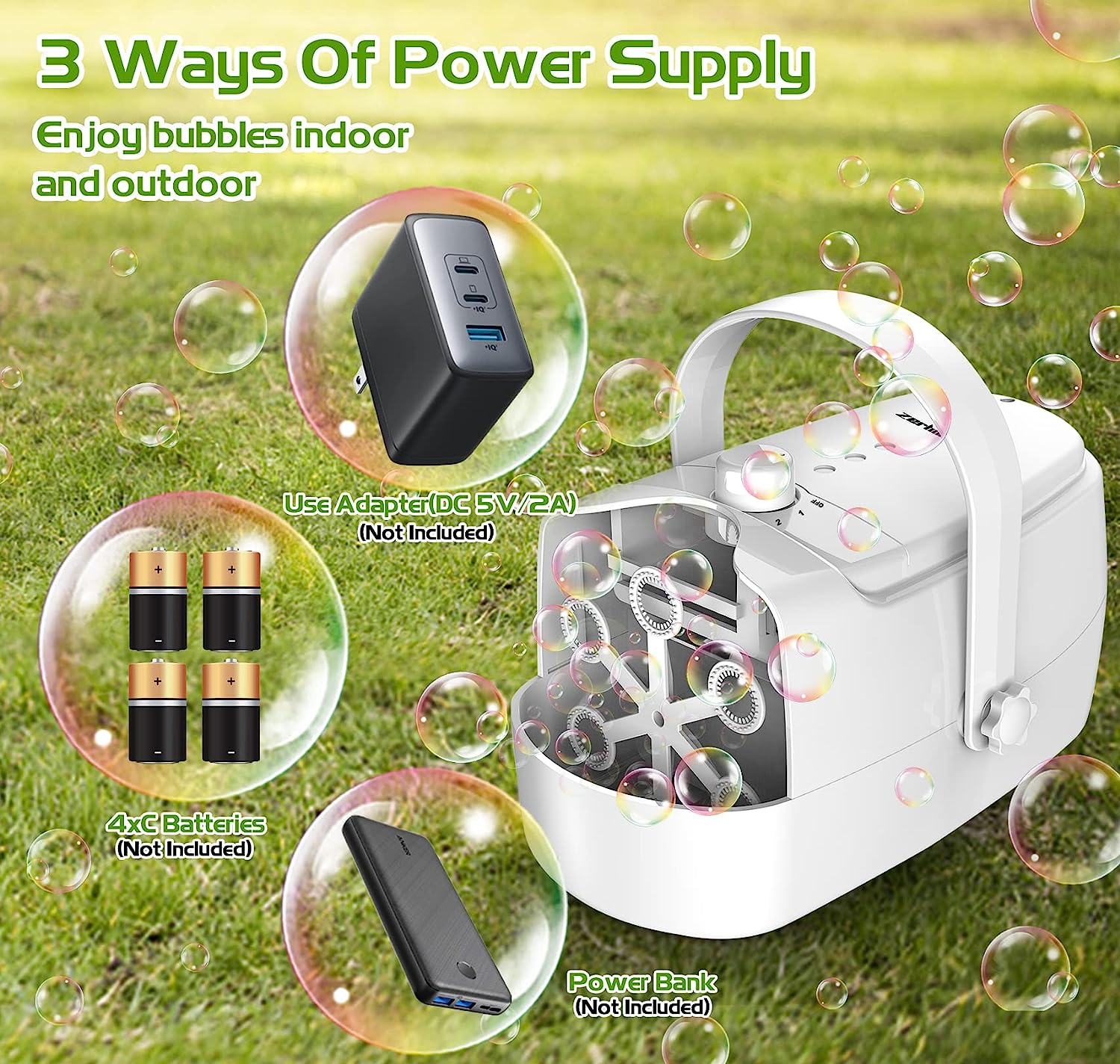 Bubble Machine Durable Automatic Bubble Blower White-Zerhunt